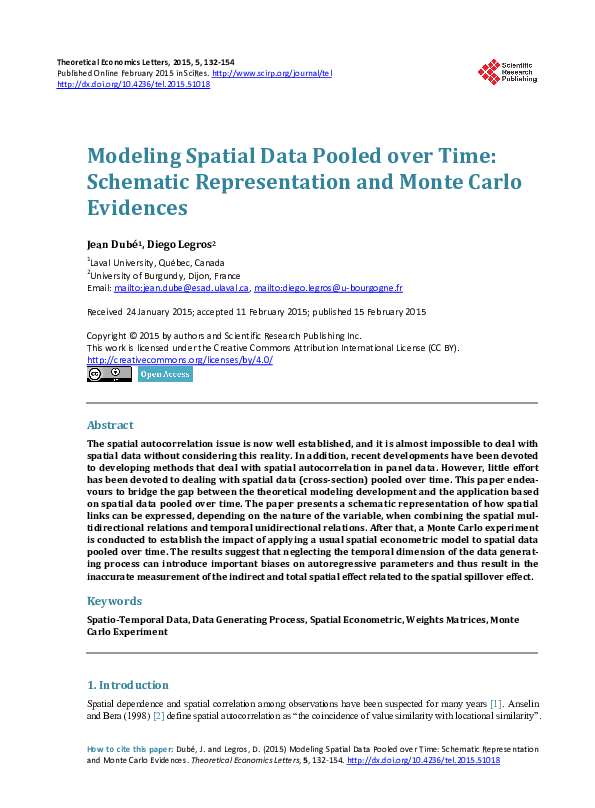 Pdf Modeling Spatial Data Pooled Over Time Schematic Representation And Monte Carlo Evidences