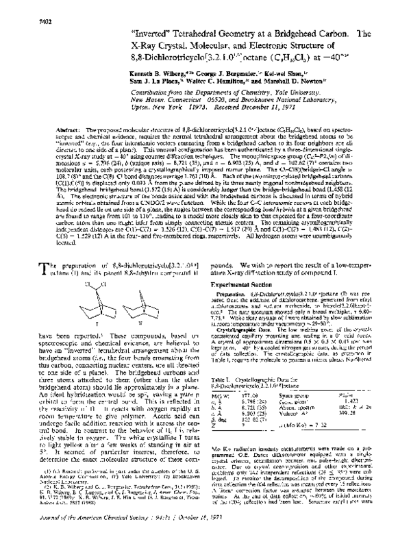 (PDF) Inverted tetrahedral geometry at a bridgehead carbon. X-ray ...
