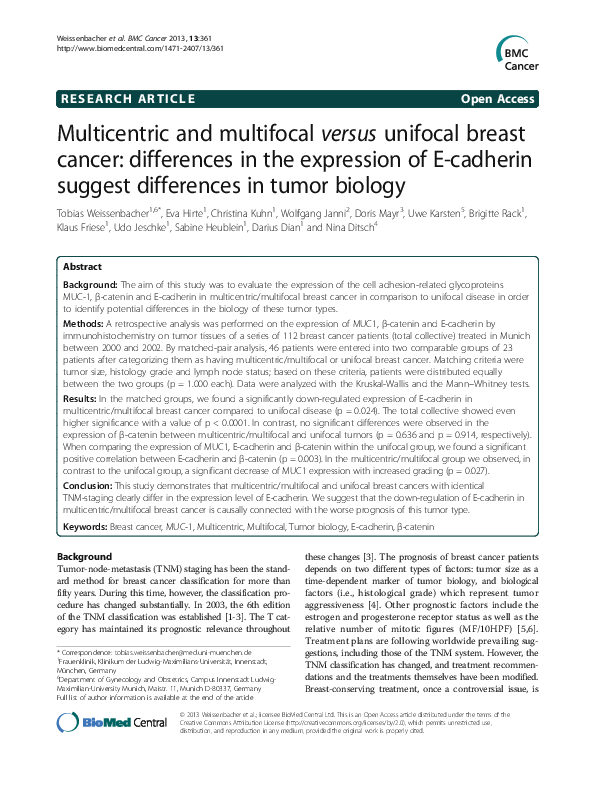 (PDF) Multicentric and multifocal versus unifocal breast cancer ...