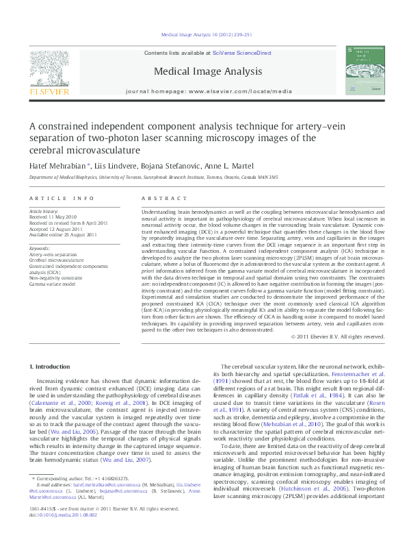 (PDF) A constrained independent component analysis technique for artery–vein separation of two ...