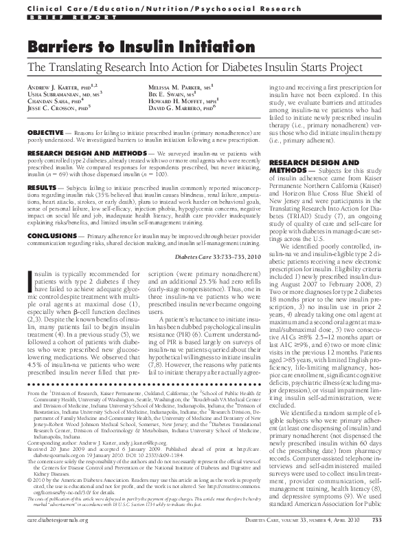 (PDF) Barriers to Insulin Initiation: The Translating Research Into ...