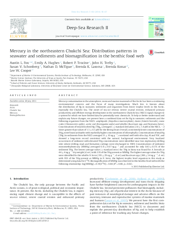 (PDF) Mercury in the northeastern Chukchi Sea: Distribution patterns in ...