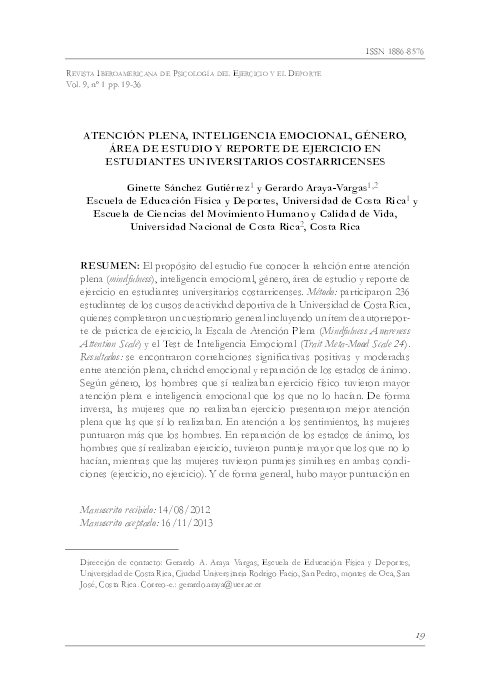 (PDF) ATENCIÓN PLENA, INTELIGENCIA EMOCIONAL, GÉNERO, ÁREA DE ESTUDIO Y REPORTE DE EJERCICIO EN ...