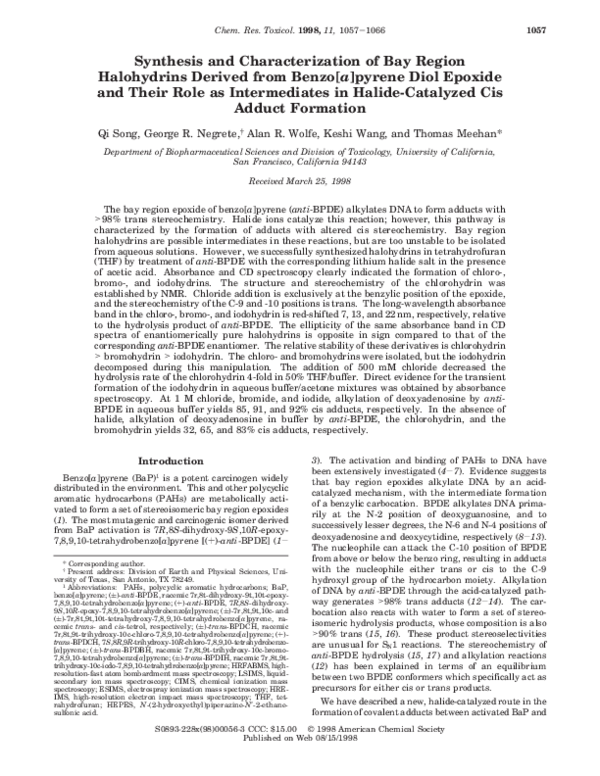 (PDF) Synthesis and Characterization of Bay Region Halohydrins Derived ...