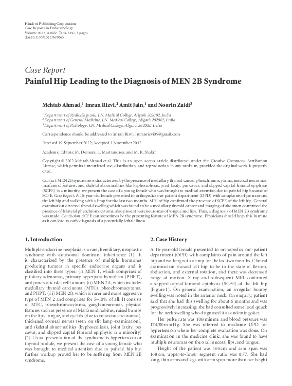 (PDF) Painful Hip Leading to the Diagnosis of MEN 2B Syndrome