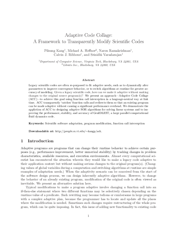 (PDF) Adaptive Code Collage: A Framework to Transparently Modify ...