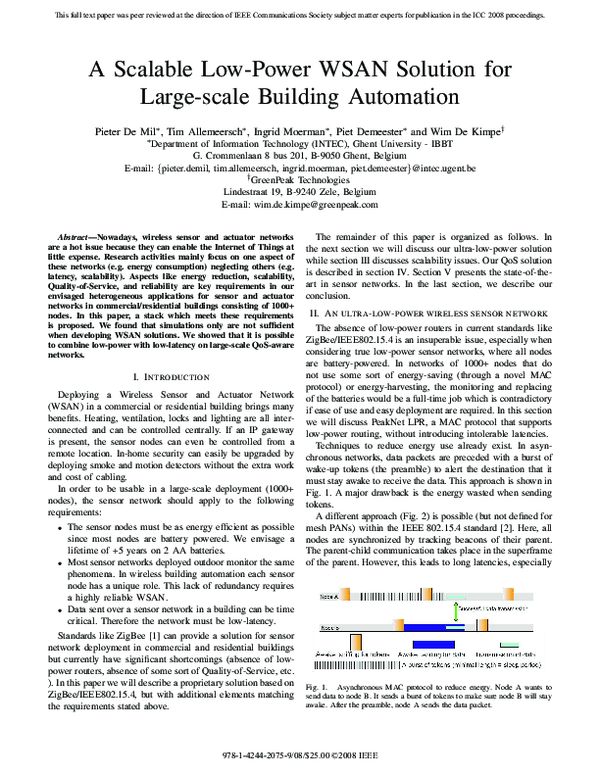 (PDF) A Scalable Low-Power WSAN Solution for Large-Scale Building Automation