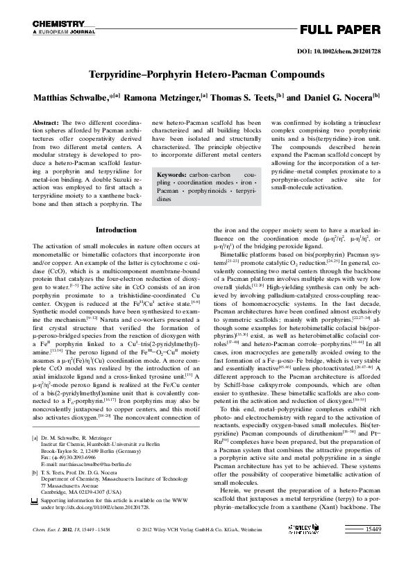 (PDF) Terpyridine-Porphyrin Hetero-Pacman Compounds | Thomas Teets and ...