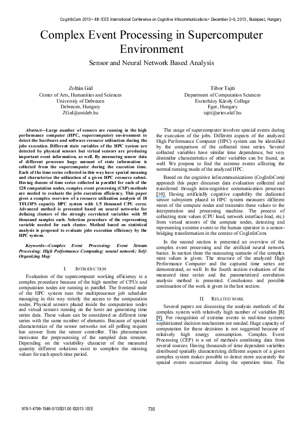 (PDF) Complex event processing in supercomputer environment sensor and ...