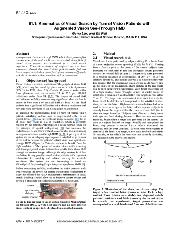 (PDF) 61.1: Kinematics of Visual Search by Tunnel Vision Patients with ...