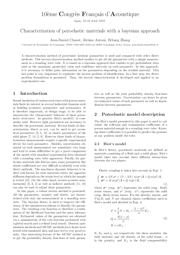 (PDF) Characterization of poroelastic materials with a bayesian ...