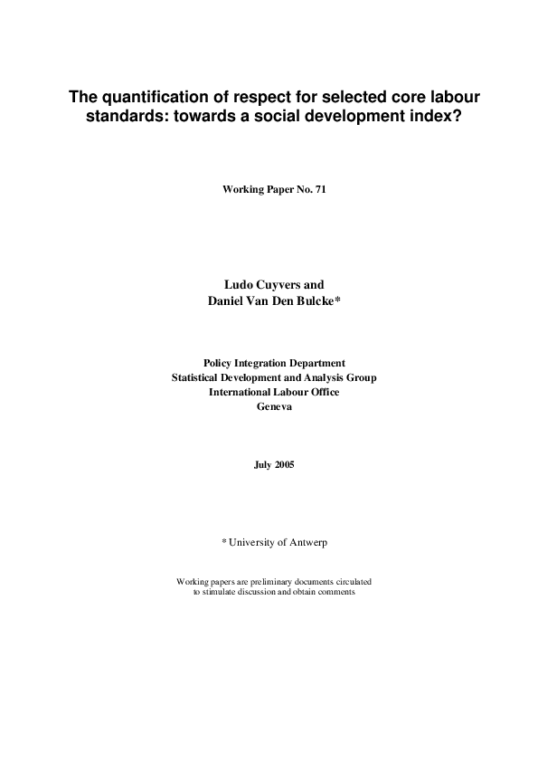 (PDF) The Quantification of Respect for Selected Core Labour Standards ...