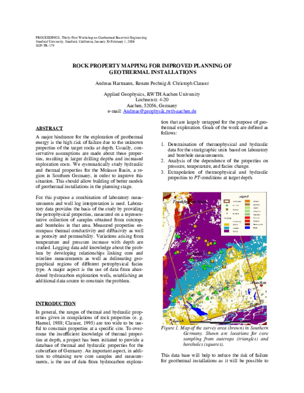 (PDF) Rock Property Mapping for Improved Planning of Geothermal ...