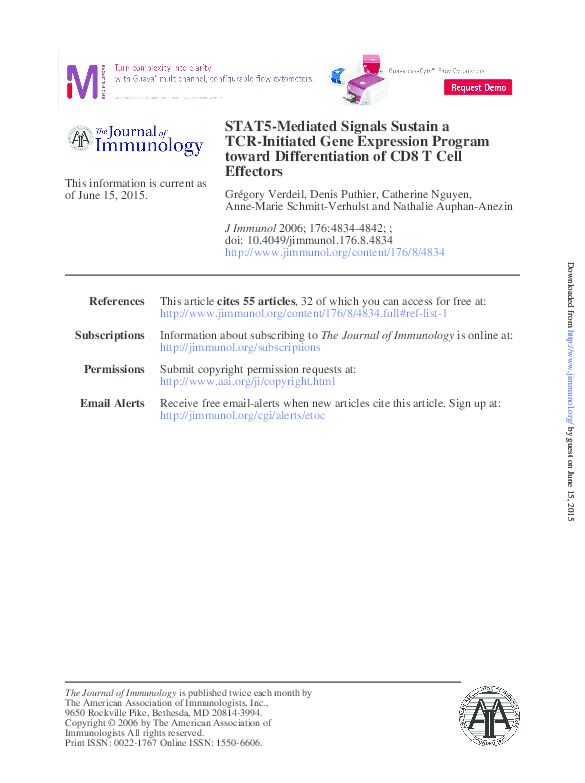 (PDF) CD8 T Cell Effectors Program toward Differentiation of TCR ...