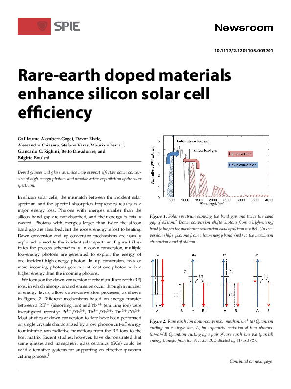 (PDF) Rare-earth doped materials enhance silicon solar cell efficiency