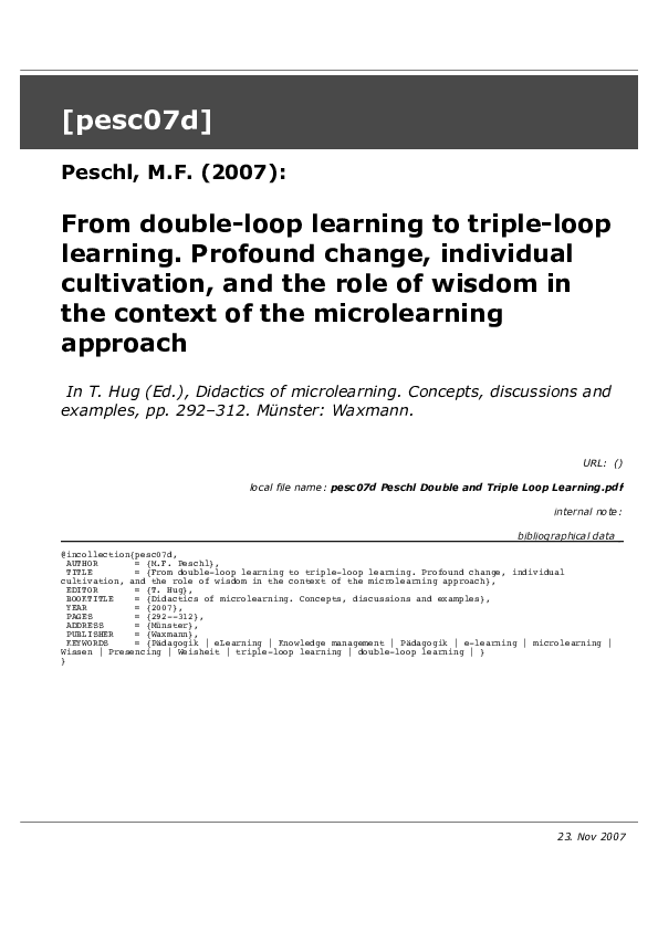(PDF) From Double-Loop Learning to Triple-Loop Learning Profound Change ...