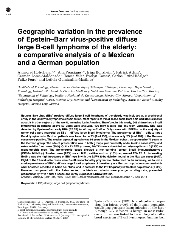 (PDF) Geographic variation in the prevalence of Epstein–Barr virus-positive diffuse large B-cell ...