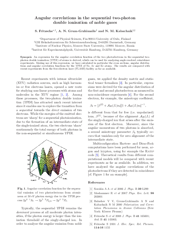 Pdf Angular Correlations In The Sequential Two Photon Double