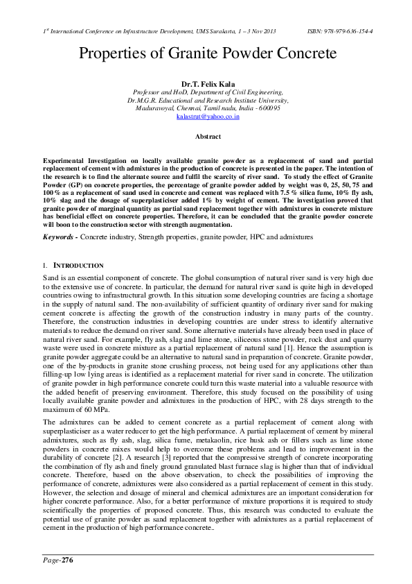 (PDF) Properties of Granite Powder Concrete