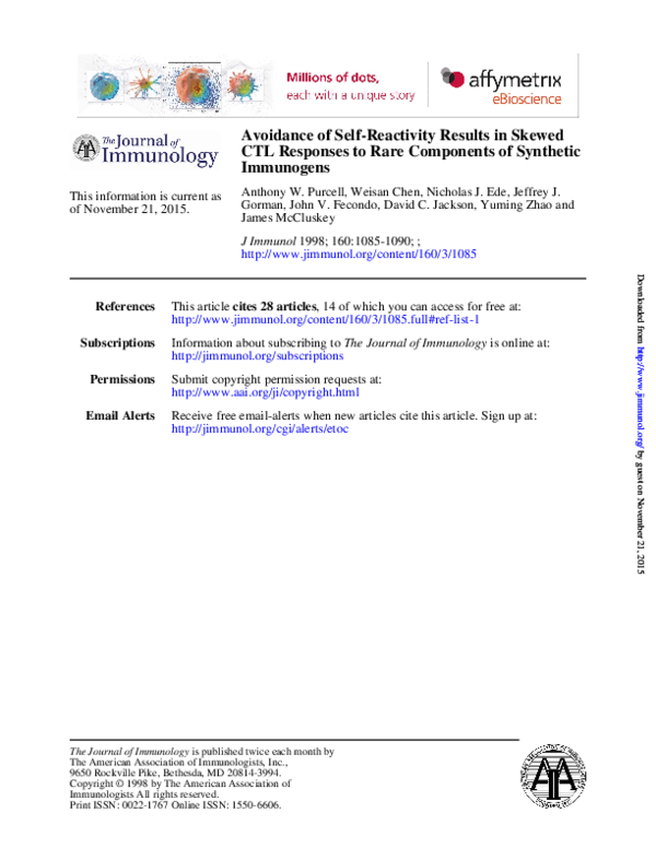 (PDF) Components of Synthetic Immunogens Skewed CTL Responses to Rare ...