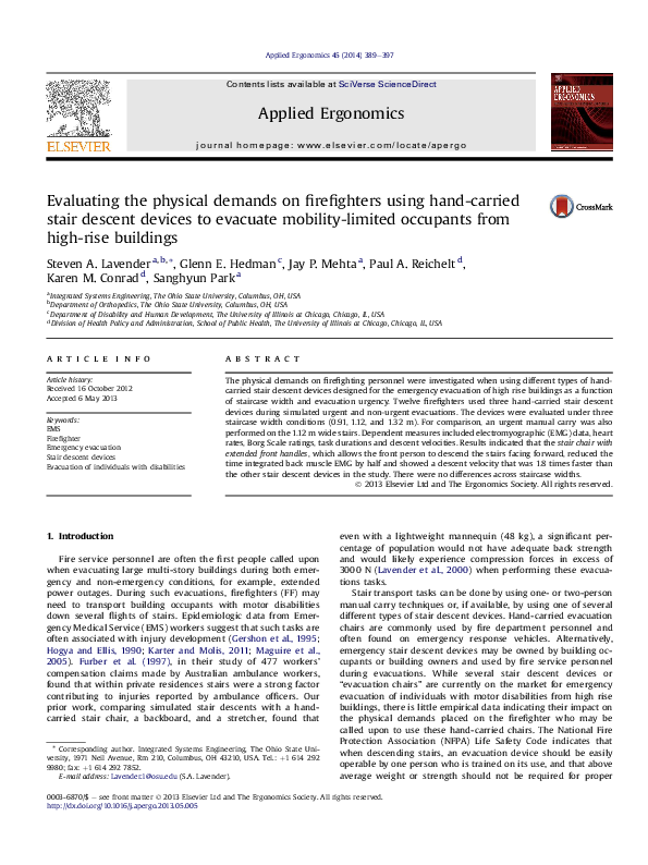 (PDF) Evaluating the physical demands on firefighters using hand ...