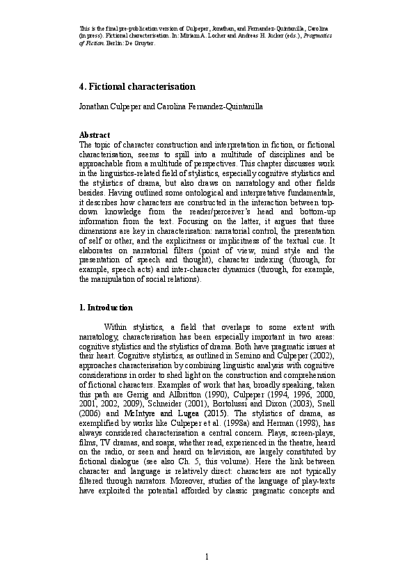 (DOC) 4. Fictional characterisation