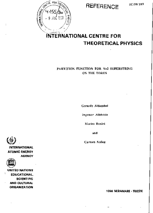 (PDF) Partition function for the N=2 superstring on the torus