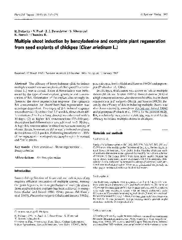 (PDF) Multiple shoot induction by benzyladenine and complete plant ...