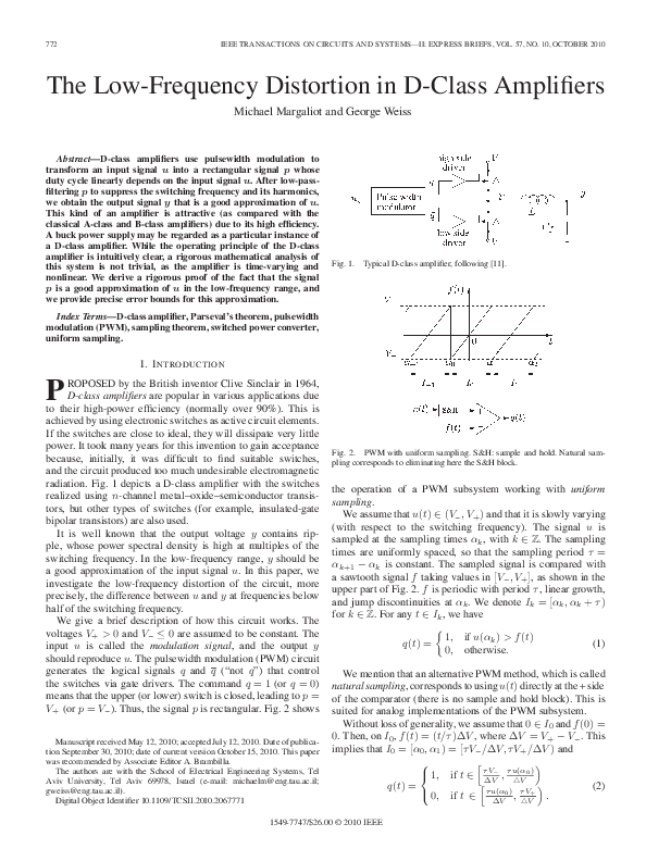(PDF) The Low-Frequency Distortion in D-Class Amplifiers
