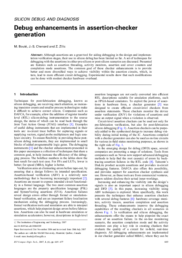 (PDF) Debug enhancements in assertion-checker generation