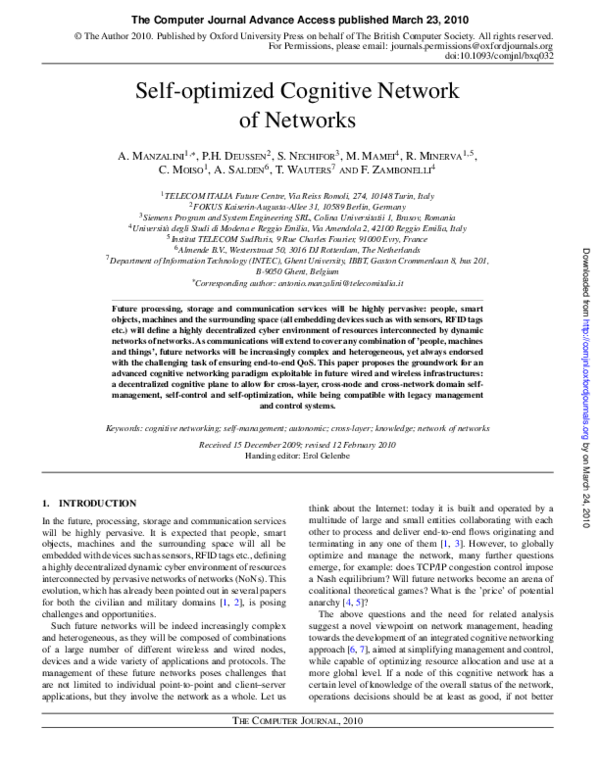 (PDF) Self-optimized Cognitive Network of Networks