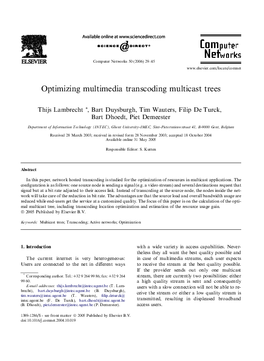 (PDF) Optimizing multimedia transcoding multicast trees
