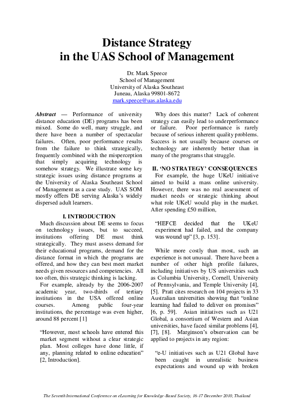 (PDF) Distance Strategy in the UAS School of Management