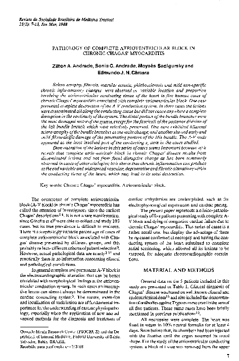 (PDF) Pathology of complete atrioventricular block in chronic chagas ...