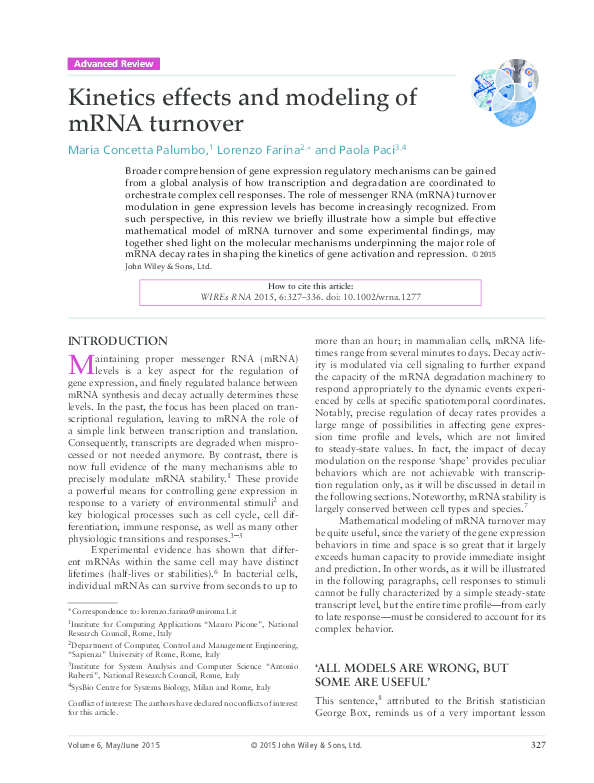 (PDF) Kinetics effects and modeling of mRNA turnover
