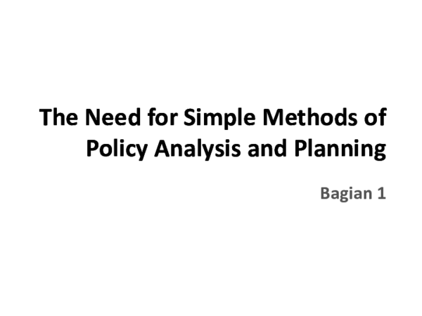(PDF) The Need for Simple Methods of Policy Analysis and Planning