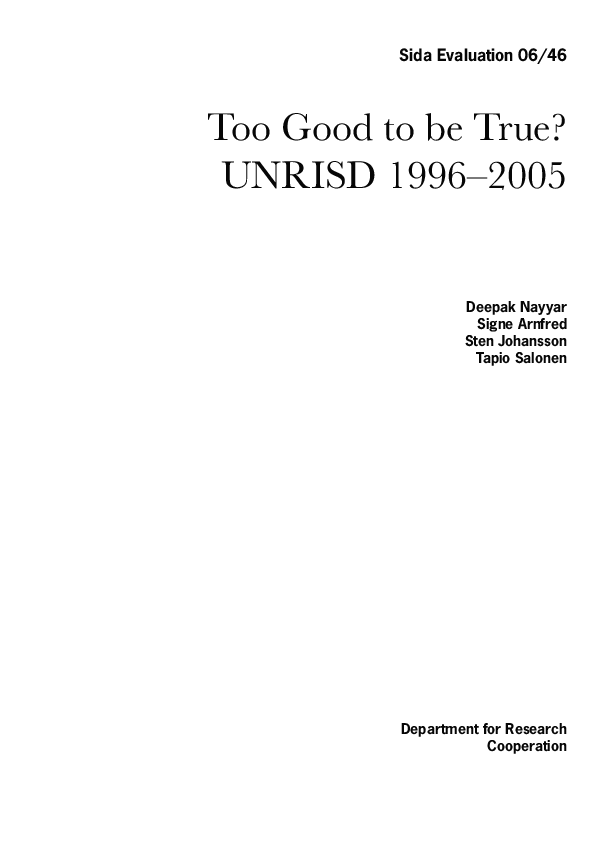 (PDF) Too Good to be True? UNRISD 1996-2005