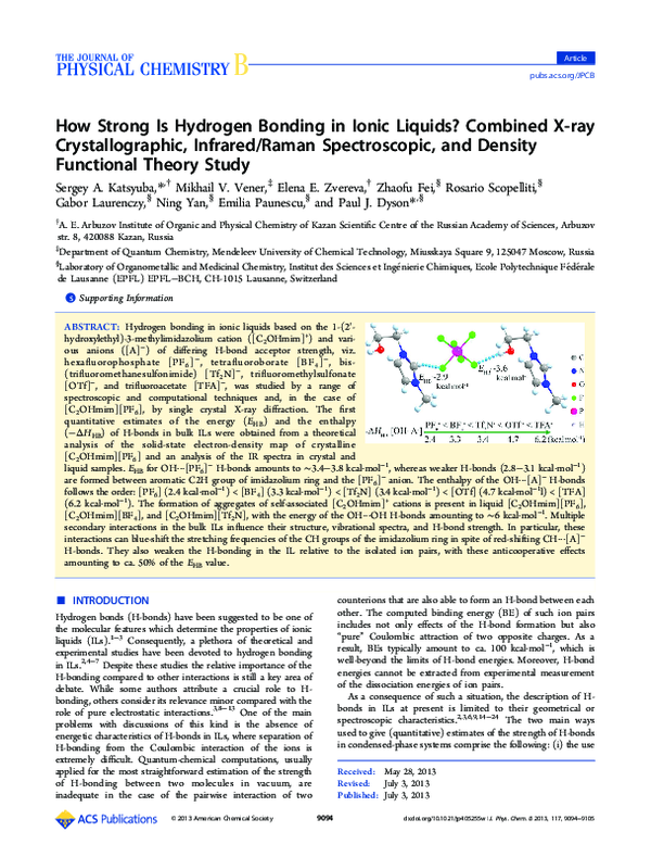 (PDF) How Strong Is Hydrogen Bonding in Ionic Liquids? Combined X-ray ...