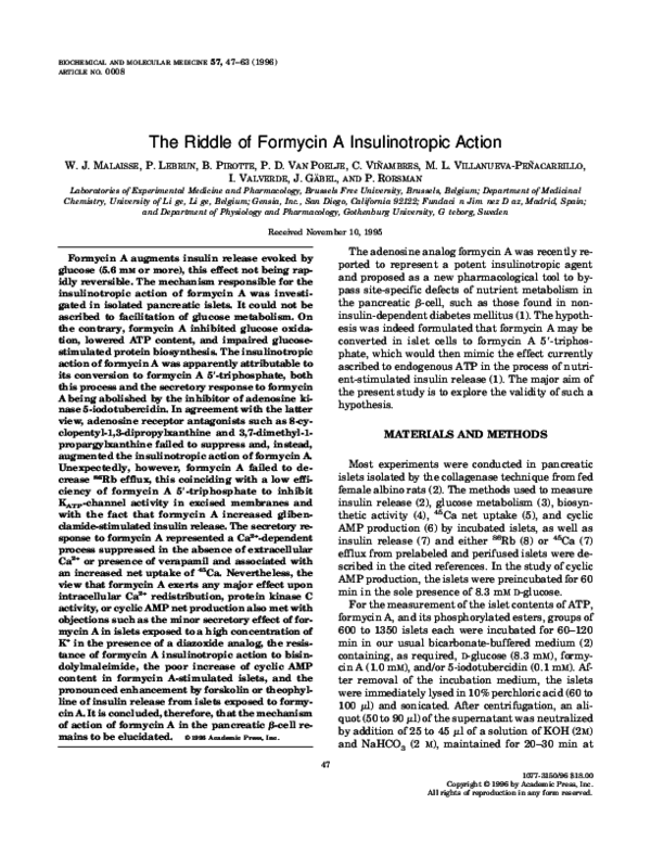 (PDF) The Riddle of Formycin A Insulinotropic Action