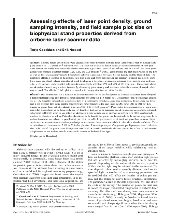 (PDF) Assessing effects of laser point density, ground sampling ...