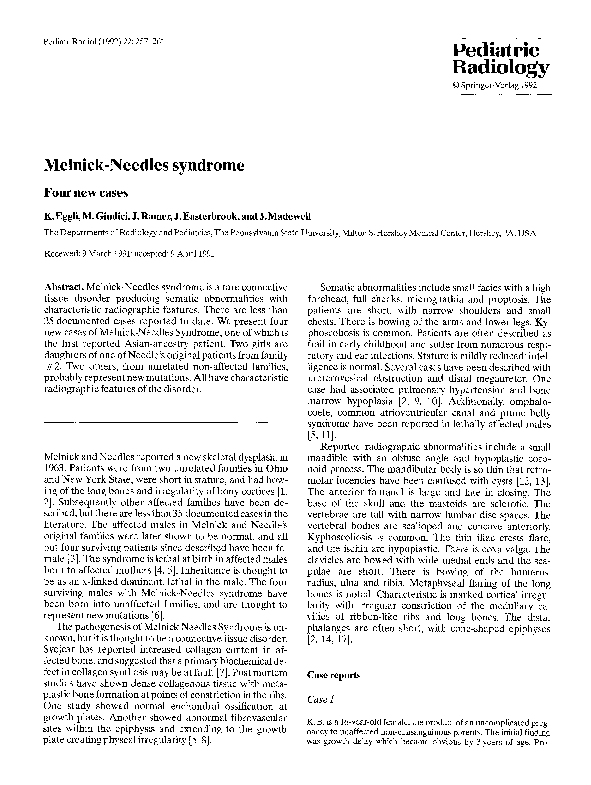(PDF) Melnick-Needles syndrome
