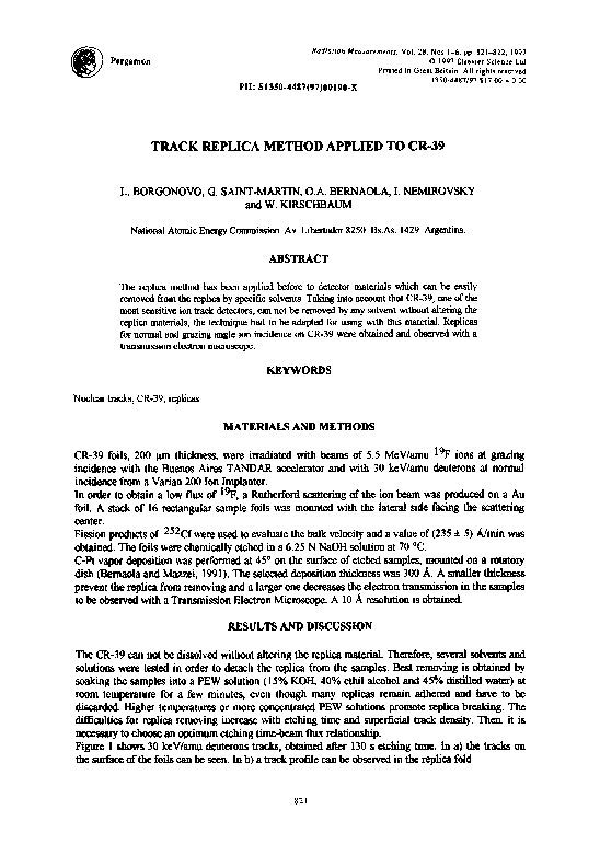 (PDF) Track replica method applied to CR-39