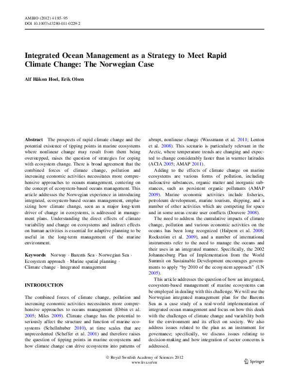 (PDF) Integrated Ocean Management as a Strategy to Meet Rapid Climate ...