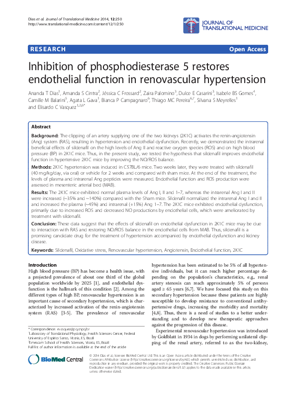 (PDF) Inhibition of phosphodiesterase 5 restores endothelial function ...