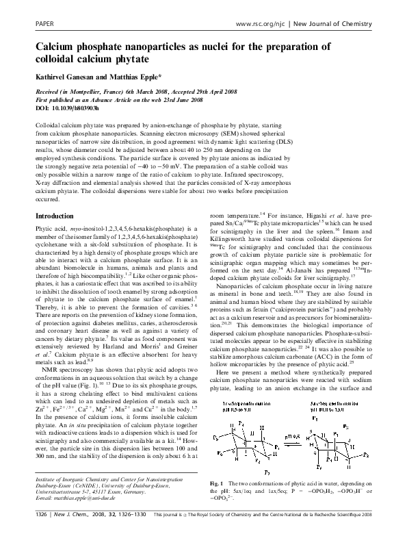 (PDF) Calcium phosphate nanoparticles as nuclei for the preparation of ...