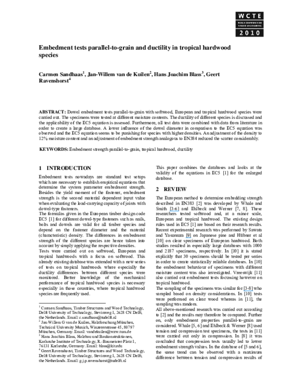 (PDF) Embedment tests parallel-to-grain and ductility aspects using ...