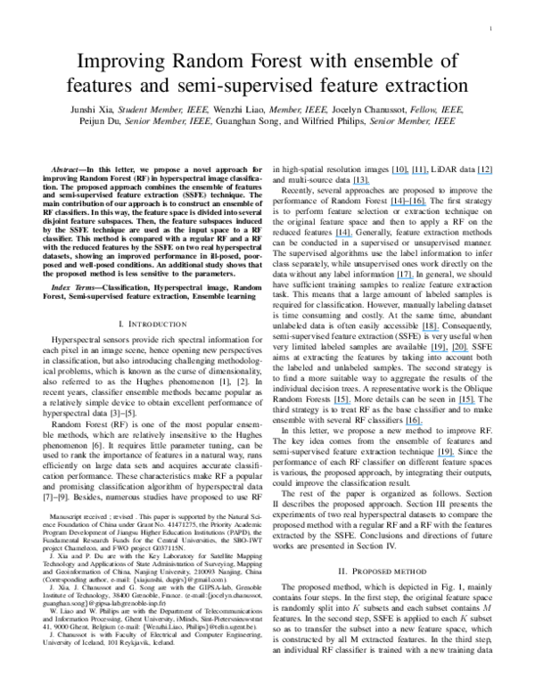 (PDF) Improving Random Forest with ensemble of features and semi-supervised feature extraction