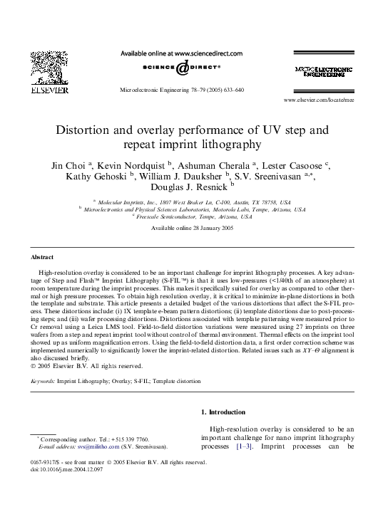 (PDF) Distortion and overlay performance of UV step and repeat imprint ...