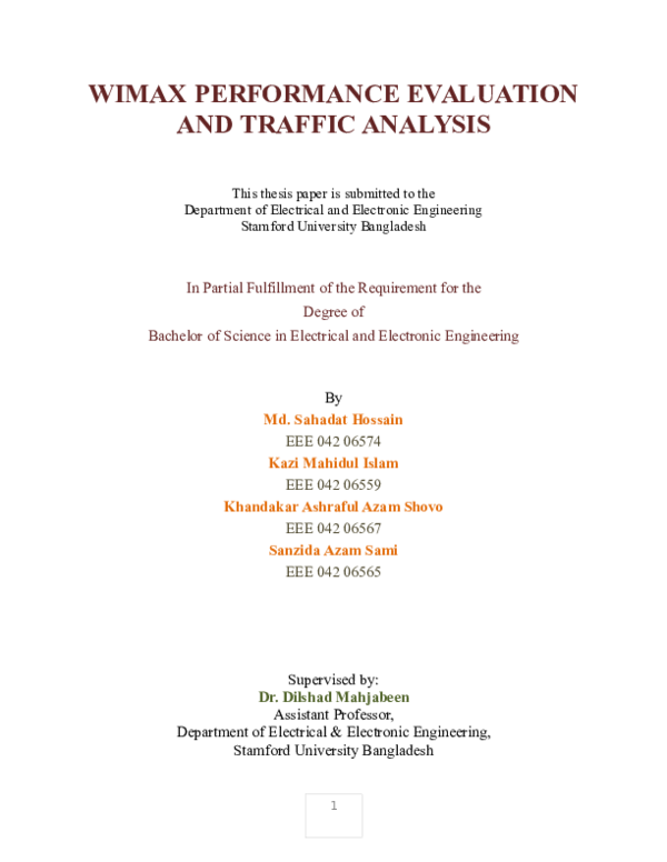 Doc Wimax Performance Evaluation And Traffic Analysis