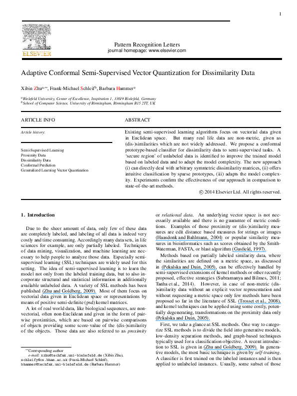 (PDF) Adaptive conformal semi-supervised vector quantization for ...